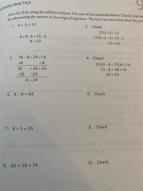 Solved Solve For X By Using The Additive Inverse Use One Of Chegg