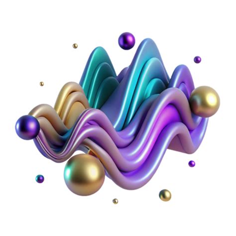 Abstract 3d Render Of Flowing Waves And Spheres 55721069 Png
