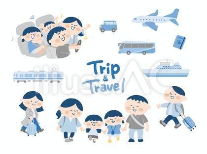旅行する人たちand乗り物イラストセットイラスト No 23690602｜無料イラスト・フリー素材なら「イラストac」