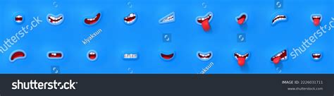 3d Render Mouths Set Funny Monster Stock Illustration 2226031711 Shutterstock