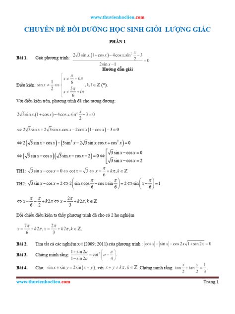 Phuong Trinh Luong Giac BDHSG | PDF