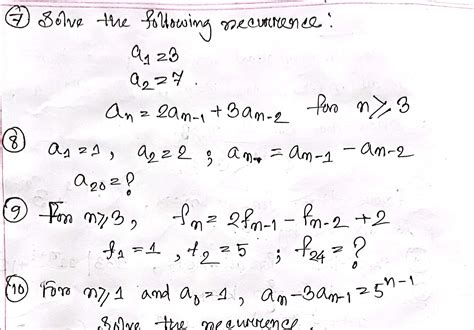 Solved 7 Solve The Following Recurirence