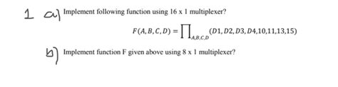 Solved 1 Al Implement Following Function Using 16 X 1