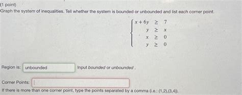 Solved 1 Point Graph The System Of Inequalities Tell Chegg Com