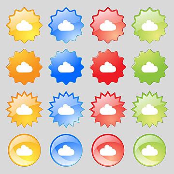 16 Colorful Cloud Icons For Data Storage Label Weather Symbol Vector
