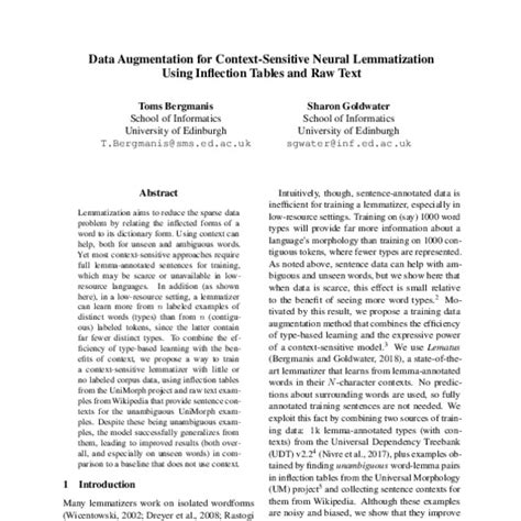 Data Augmentation For Context Sensitive Neural Lemmatization Using