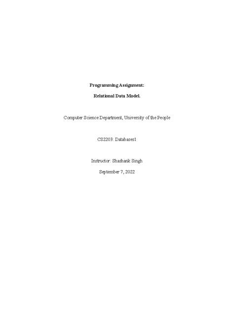 Programming Assignment Cs2203 Programming Assignment Relational Data