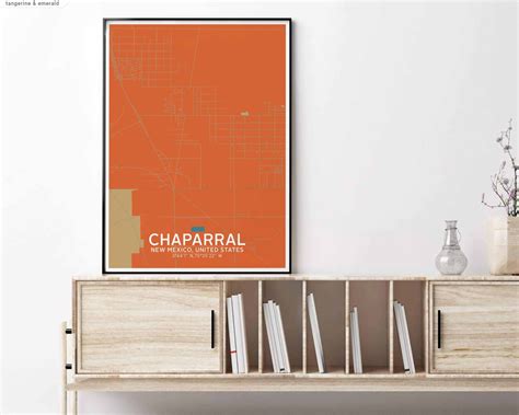 Chaparral New Mexico Usa Map Poster Black White Hometown City Print