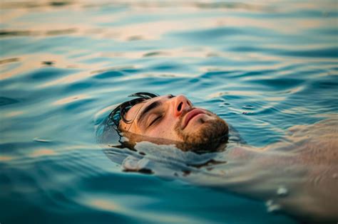 Premium Photo Man Trying To Stay Afloat With His Body Growing Numb