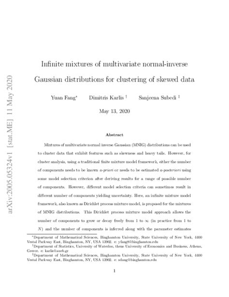 Pdf Infinite Mixtures Of Multivariate Normal Inverse Gaussian Distributions For Clustering Of