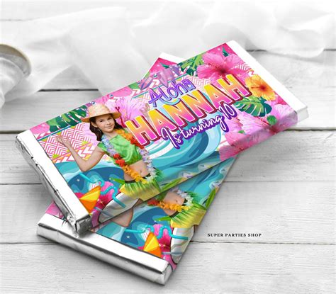 Luau Candy Bar Wrapper Printable Aloha Favors Tropical Party Favorhawaiian Birthday Decor