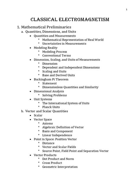 Classical Electromagnetism Course Outline Pdf Magnetic Field Waves