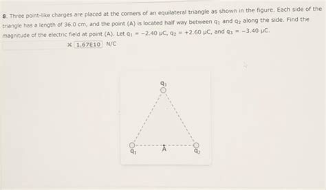solved 8 three point like charges are placed at the corners