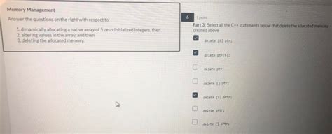 Solved Memory Management Answer The Questions On The Right Chegg
