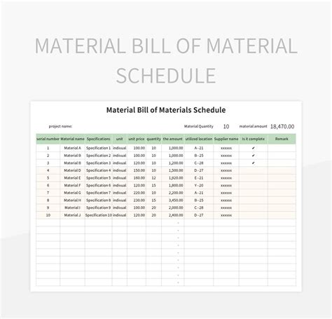Understanding Bill Of Material In Manufacturing Excel Template And