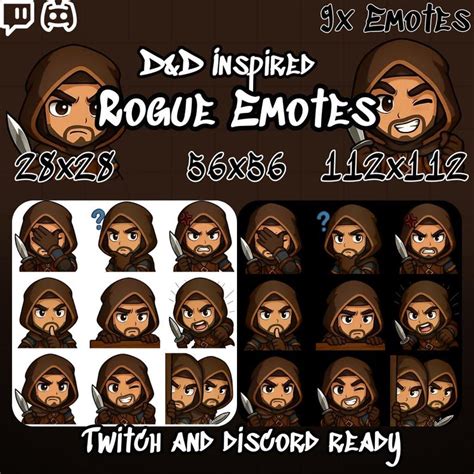 Rogue Emotes Set 9 Pack Chibi Stealthy Assassin Twitch Emotes For