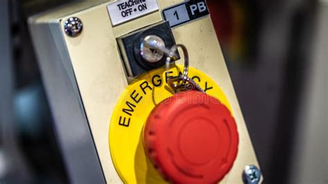 Emergency Stop Push Button Switch Stock Photo Image Of Alert Line 123386888