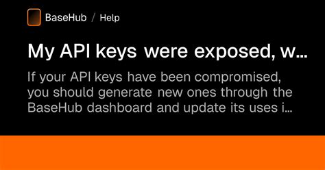 My Api Keys Were Exposed What Do I Do Repository Dashboard