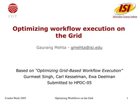 Ppt Optimizing Workflow Execution On The Grid Powerpoint Presentation