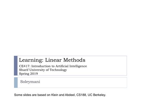 [ppt] learning linear methods ce417 introduction to artificial