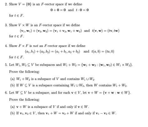 Solved Let F Be A Field And V W X Be F Vector Chegg