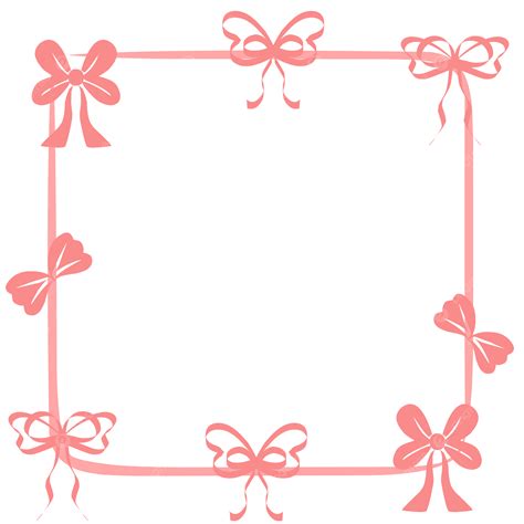 Bow Knot Border Frame In Pink Clipart Vector Illustration Bow Borders