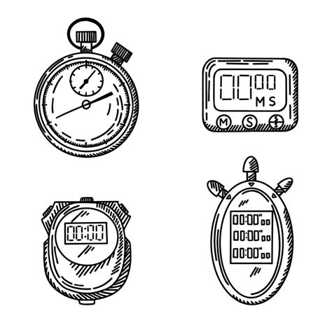 Set Stopwatch Sketched Isolated Timer In Hand Drawn Style 10507704 Vector Art At Vecteezy