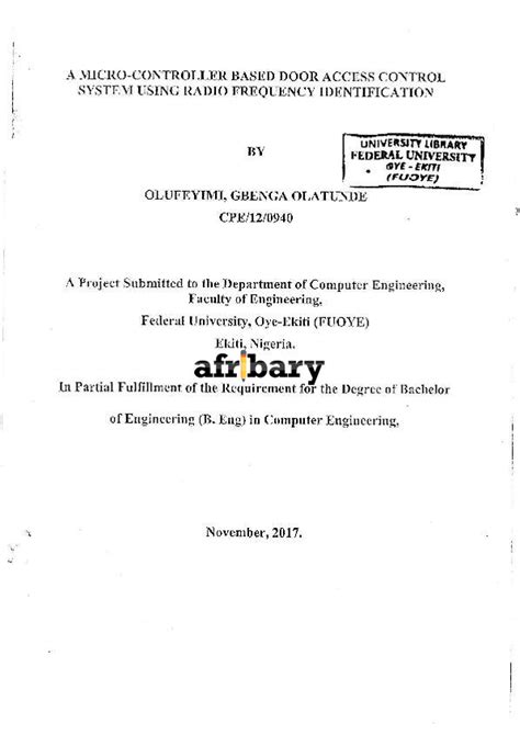 A Micro Controller Based Door Access Control System Using Radio Frequency Identification Afribary