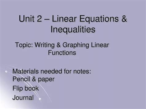 PPT Unit Linear Equations Inequalities PowerPoint Presentation ID