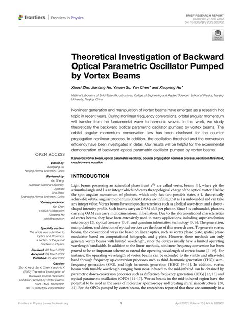 Pdf Theoretical Investigation Of Backward Optical Parametric