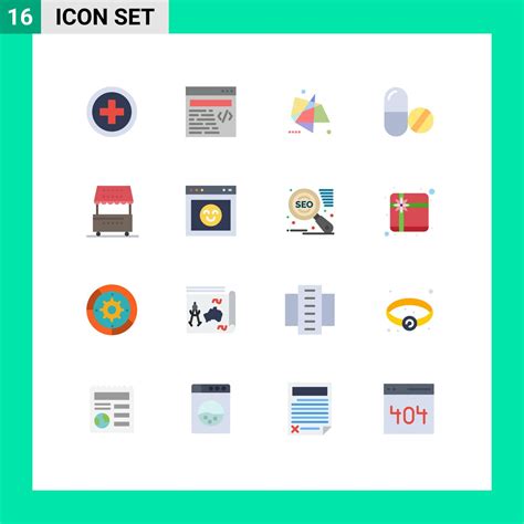 Mobile Interface Flat Color Set Of 16 Pictograms Of Food Cooking