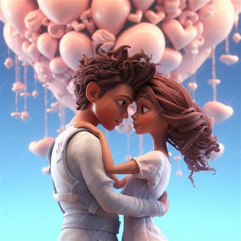 3d Rendered Cute And Seductive Couple Sharing Love Premium Ai