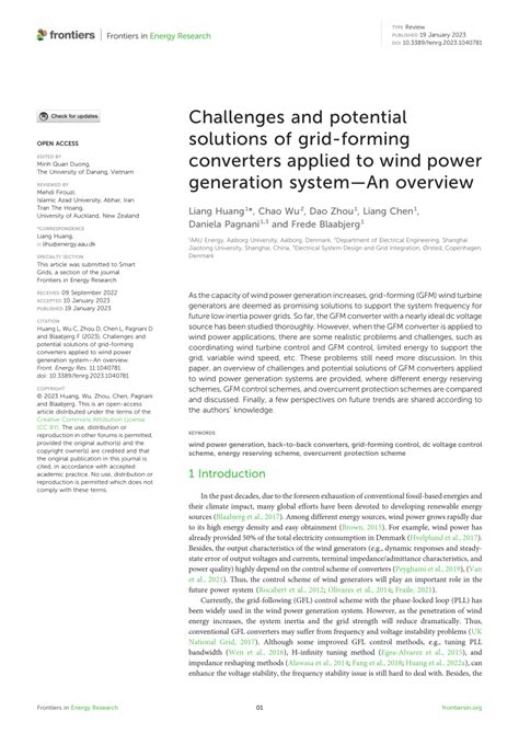 Pdf Challenges And Potential Solutions Of Grid Forming Converters Applied To Wind Power