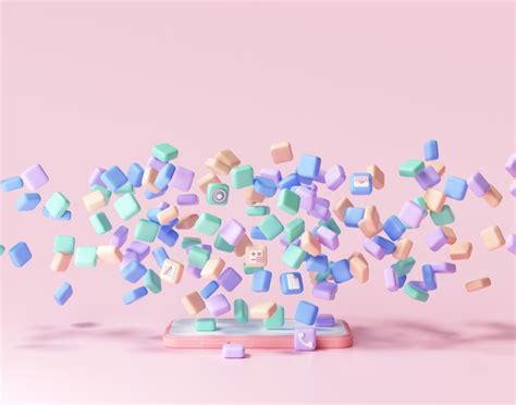 premium photo 3d mobile application development concept floating applications to the phone