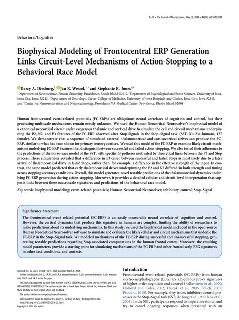 Pdf Biophysical Modeling Of Frontocentral Erp Generation Links