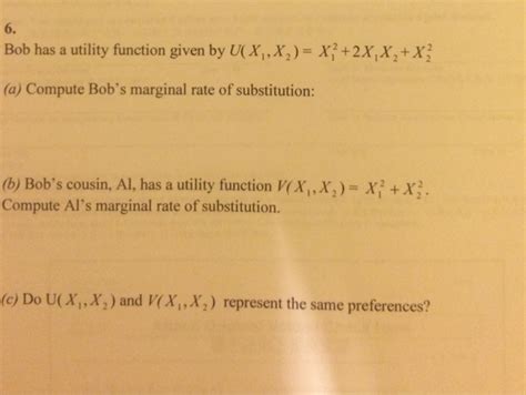 solved bob has a utility function given by u x 1 x 2