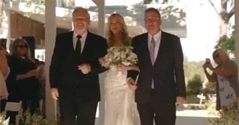 Bride And Father Pull Stepdad Out Of His Chair So They Can Both Walk Daughter Down Aisle Love