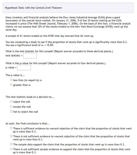 Hypothesis Tests With The Central Limit Theorem Many