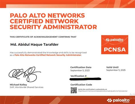 Md Abidul Haque Tarafder On Linkedin Paloalto Pcnsa Cybersecurity Certification