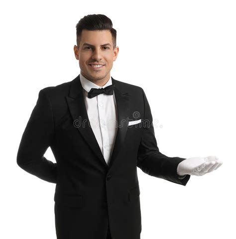 Butler In Elegant Uniform On White Background Closeup Stock Image