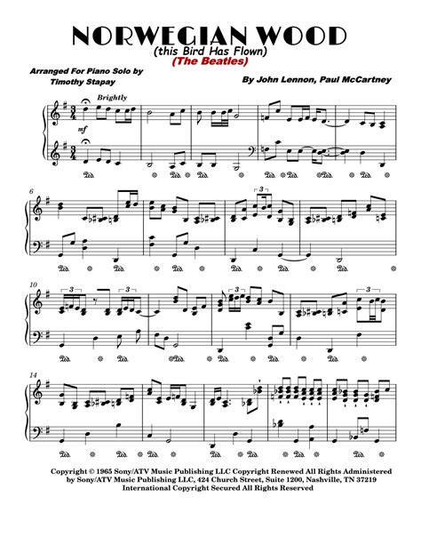 Norwegian Wood This Bird Has Flown Arr Timothy Stapay Von The
