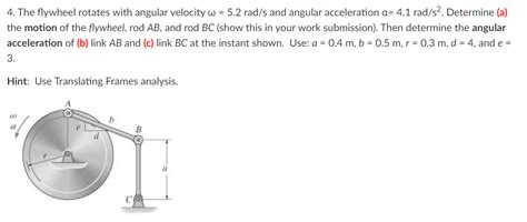 Solved The Flywheel Rotates With Angular Velocity W Chegg