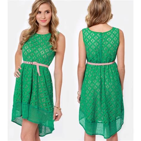 Esley Dresses Esley Lace Crochet Hilo Dress In Green Large Poshmark
