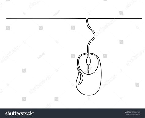 Continuous Line Drawing Computer Mouse Sign Stock Vector Royalty Free Shutterstock