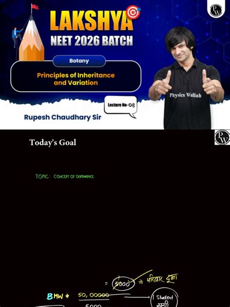 Principle Of Inheritance And Variation 08 Class Notes Lakshya Neet Pdf