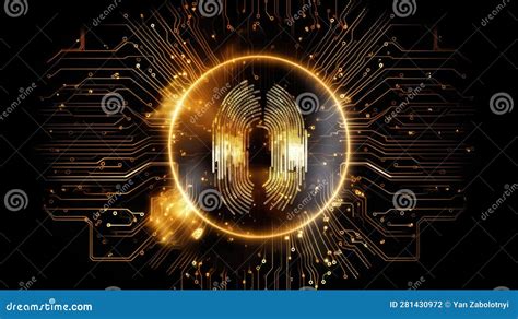 Biometric Authentication Fingerprint Scanning Cybersecurity Conceptual Gold Black Generative Ai