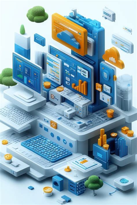 3d Illustration Of Futuristic Web Development And Coding Concepts With