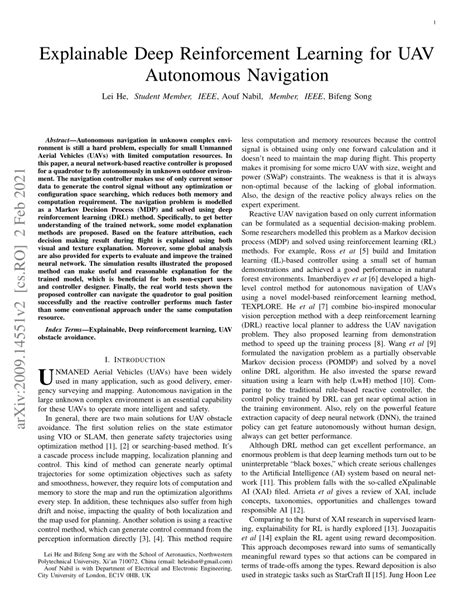 Pdf Explainable Deep Reinforcement Learning For Uav Autonomous Navigation