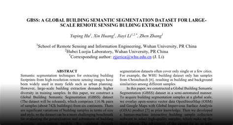 Paper Page Gbssa Global Building Semantic Segmentation Dataset For Large Scale Remote Sensing