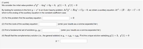 solved 1 point we consider the initial value